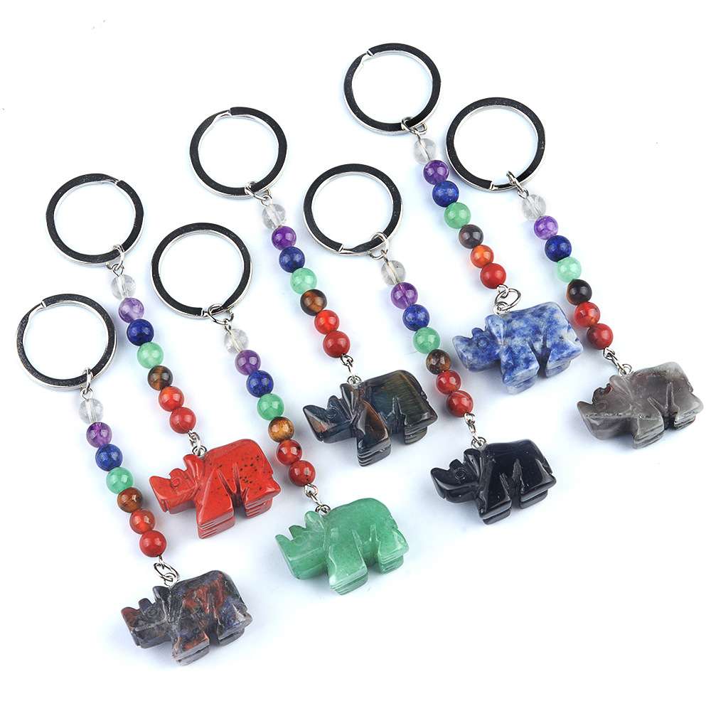 Colorful crystal stone rhino keychain – hcbsjg.com